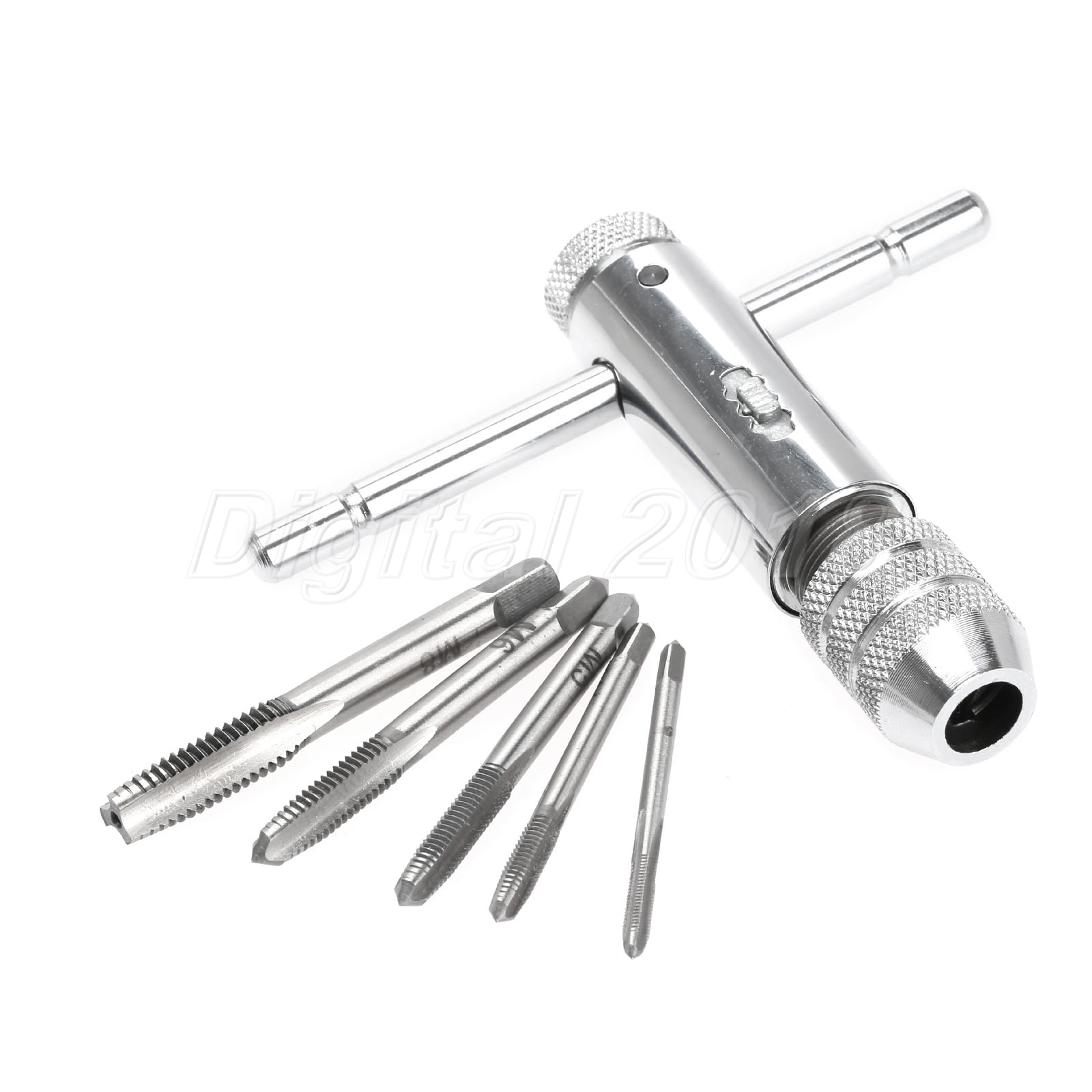 Adjustable T-Handle Ratchet Tap Wrench & 5Pcs M3-M8 Straight Fluted Screw Tap 712319767733 | eBay