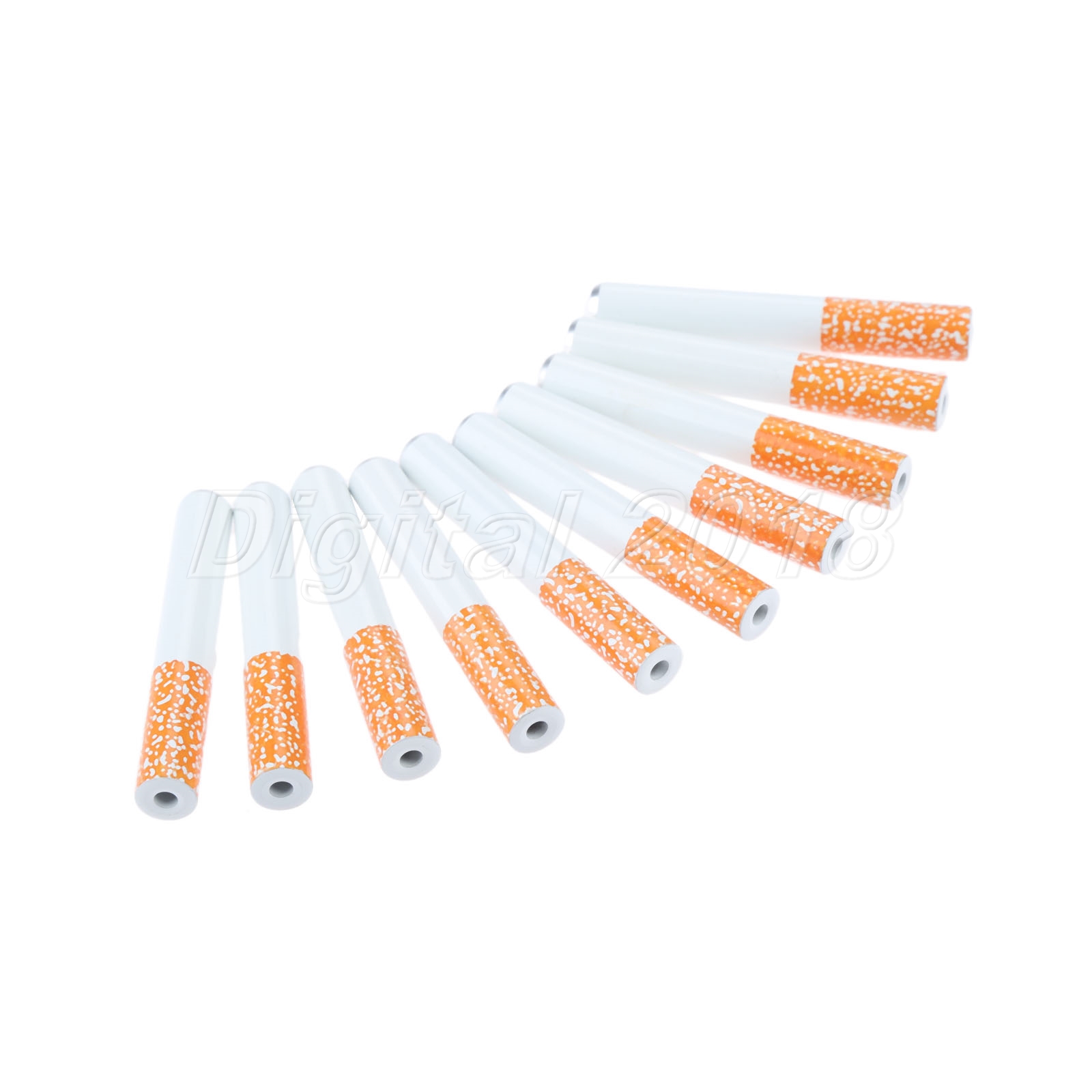 10Pcs Creative Metal Tobacco Pipe Cigarette Shape 55*8mm Smoking ...