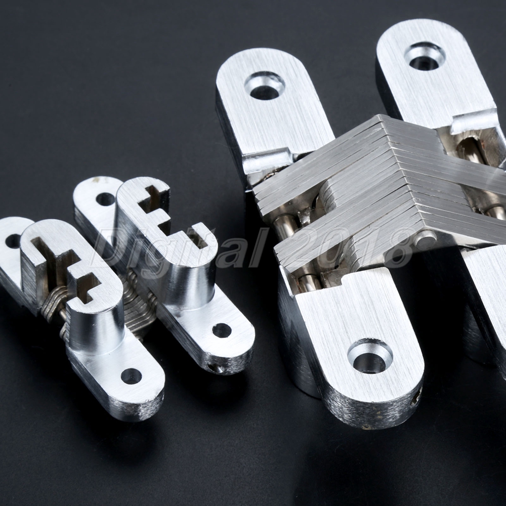 2 Pcs Elegant Heavy Duty Foldable Consealed Cross Door Hinges Stainless ...