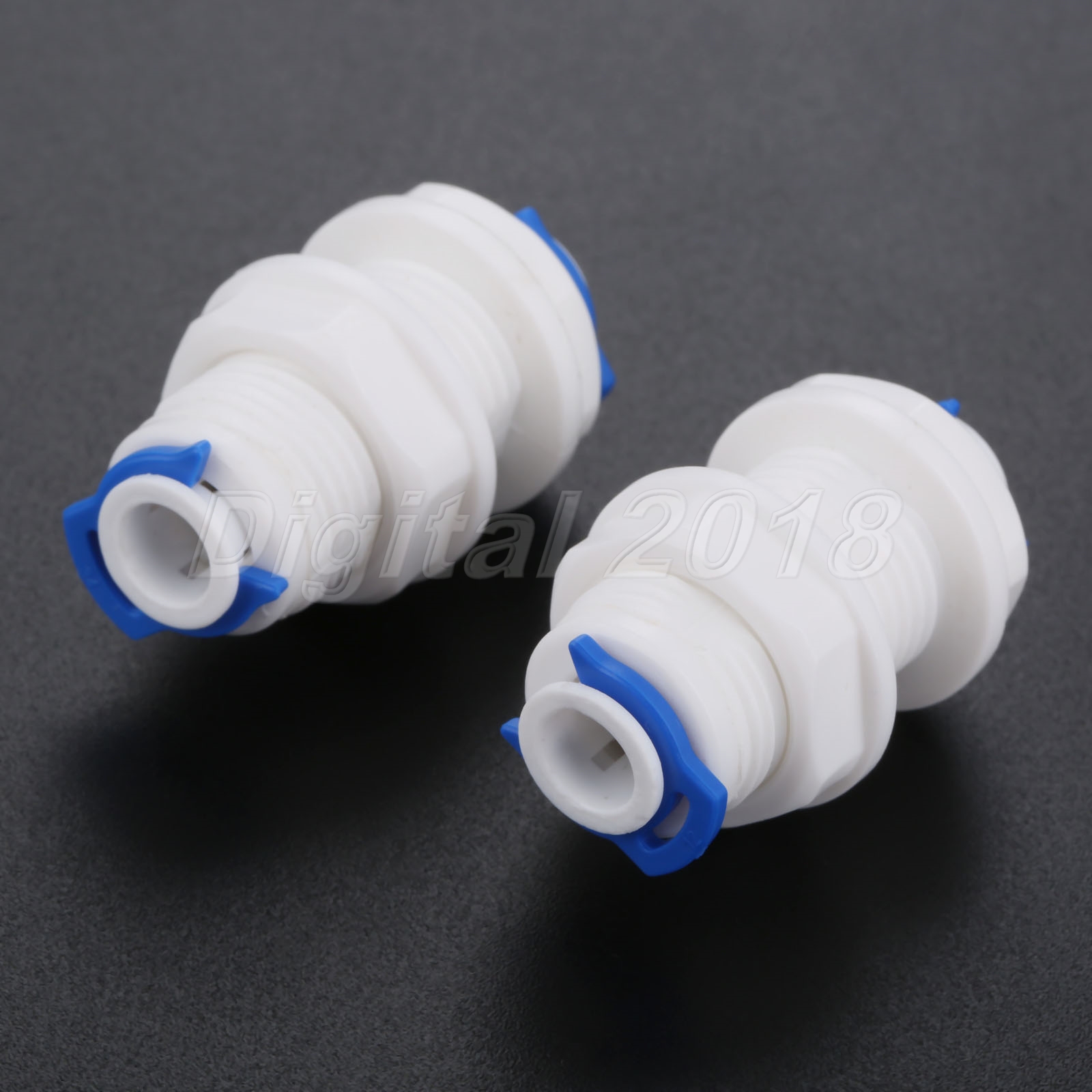 2pcs Plastic Water Purifiers Filters RO System Bulkhead Quick Fitting ...