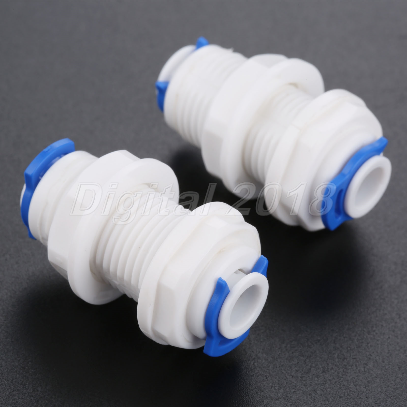2pcs Plastic Water Purifiers Filters RO System Bulkhead Quick Fitting ...