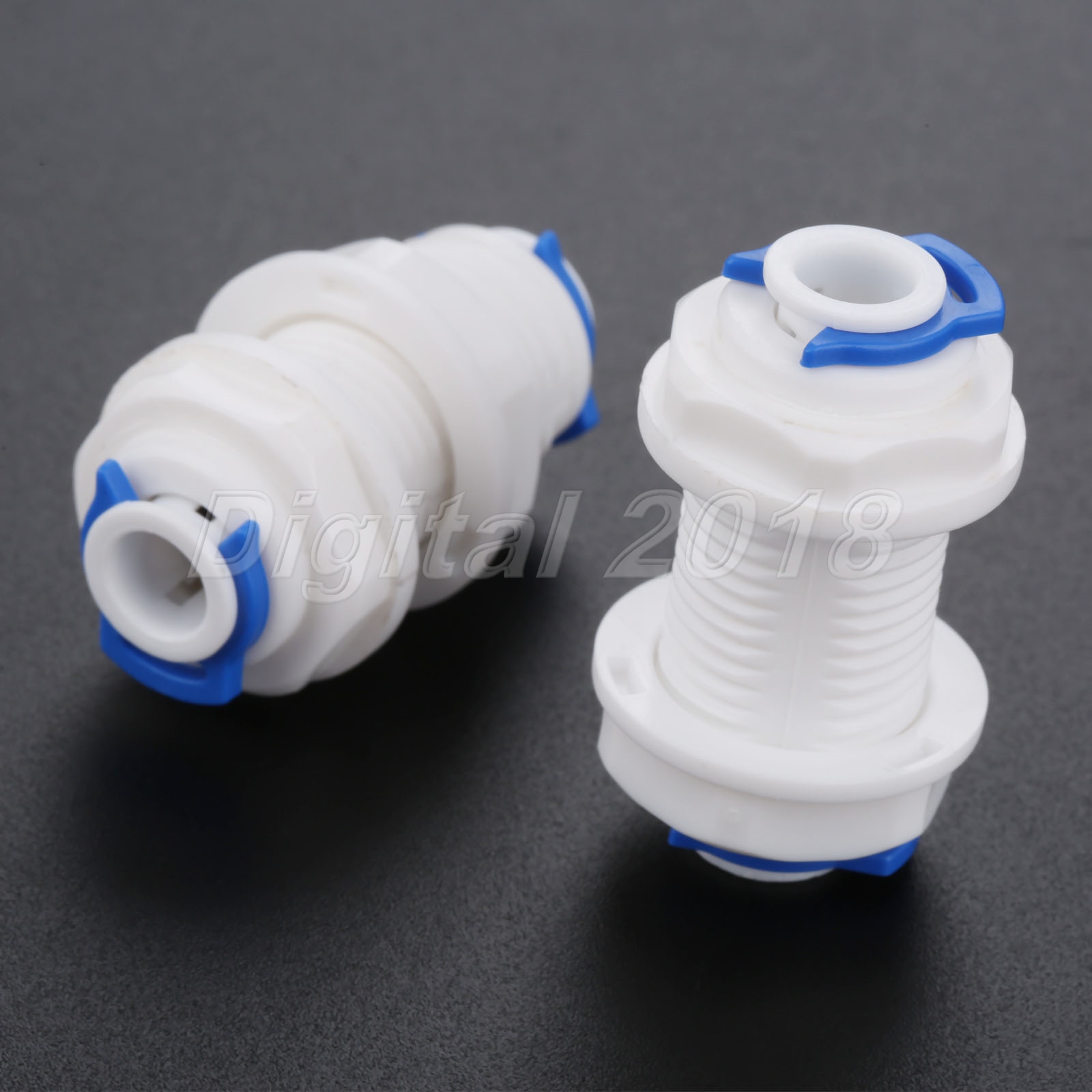 2pcs Plastic Water Purifiers Filters RO System Bulkhead Quick Fitting ...