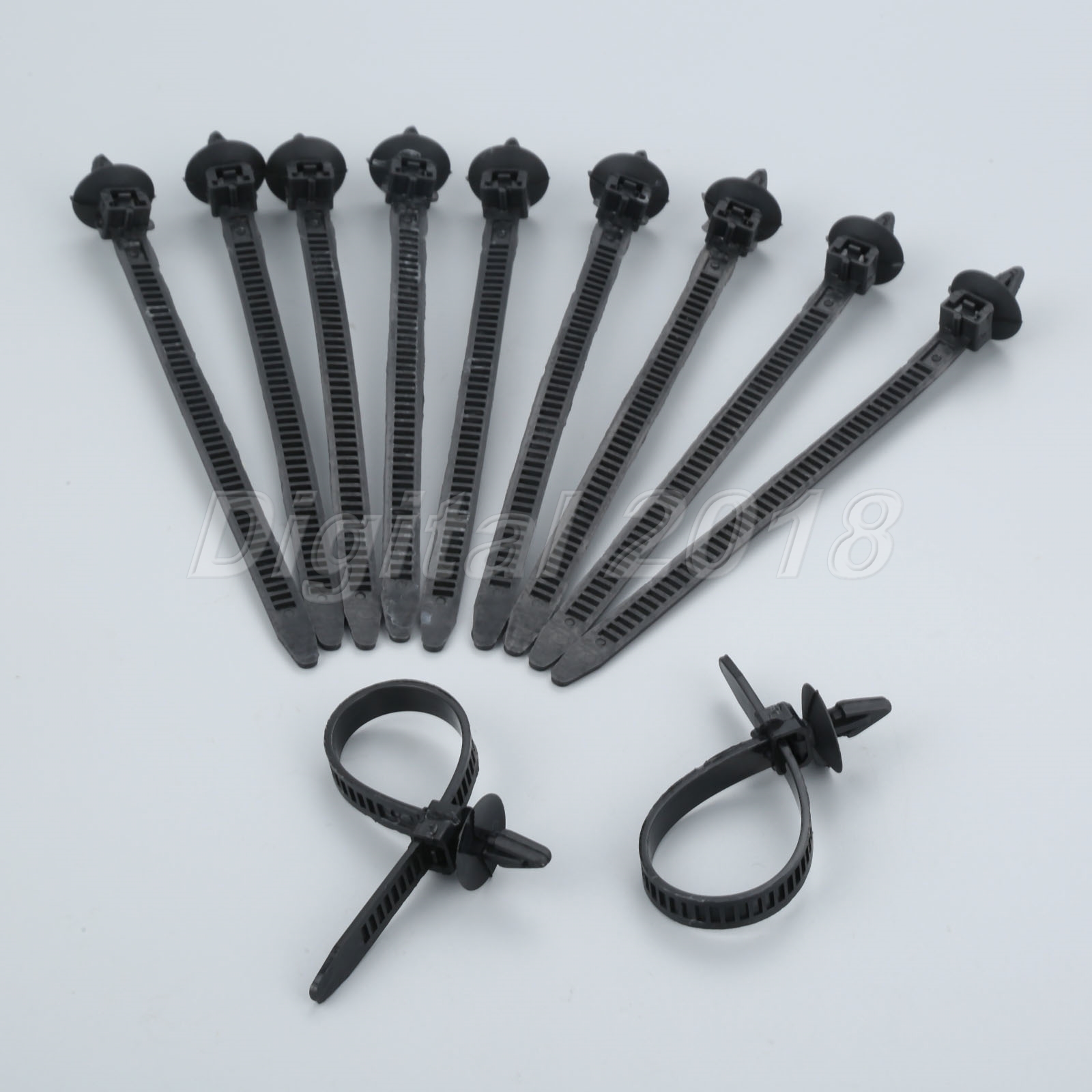 30x Nylon Universal Push Mount Clips Wire Ties Releasable Straps 8mm ...