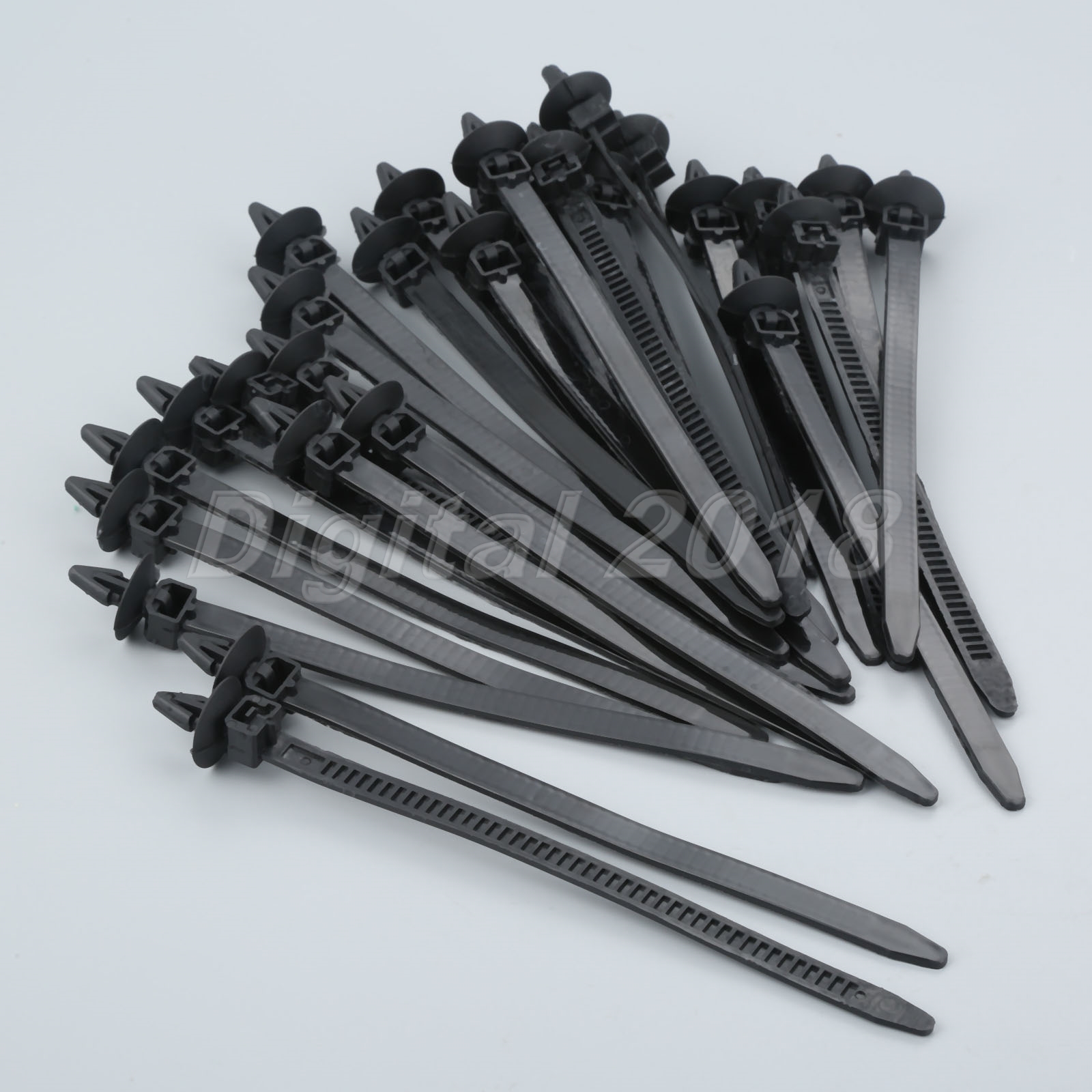 30x Nylon Universal Push Mount Clips Wire Ties Releasable Straps 8mm ...